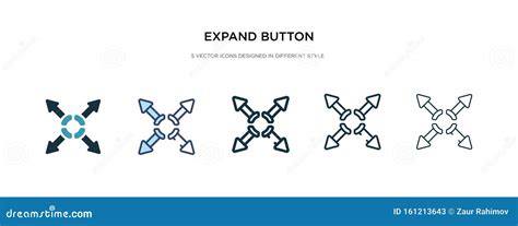 Expand Button Icon In Different Style Vector Illustration Two Colored