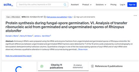 Protein Synthesis During Fungal Spore Germination Vi Analysis Of Transfer Ribonucleic Acid