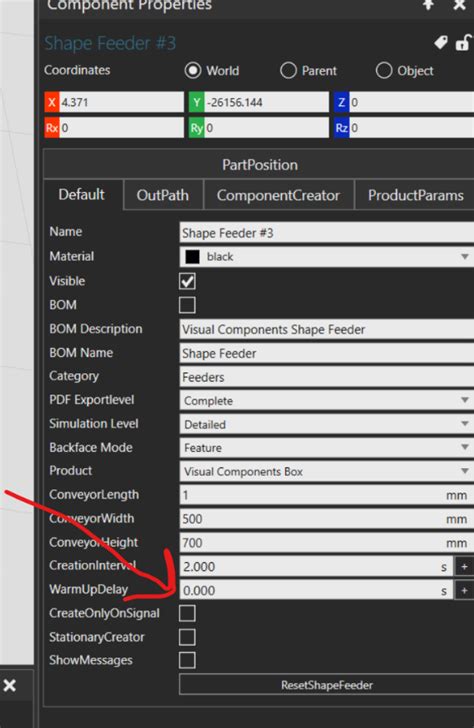 feeder creation interval robot programming visual components the