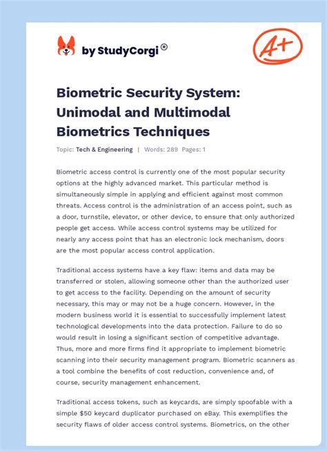 biometric security system unimodal and multimodal biometrics