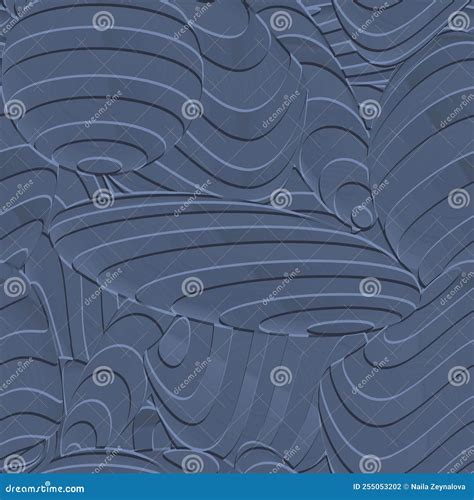 Emboss Spiral And Striped Circles 3d Seamless Pattern Embossed Ornaments Modern Geometric