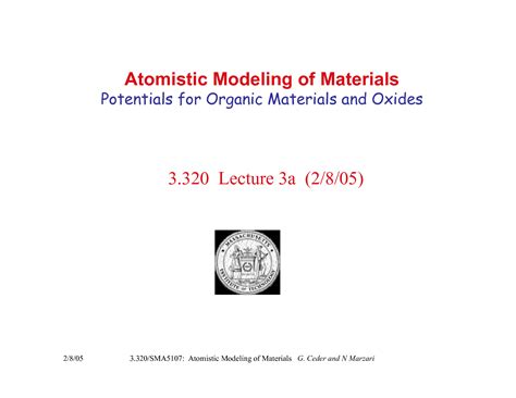 solution atomistic computer modeling of materials potentials for