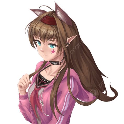 2 차원 고양이 일러스트 귀 빨 간 스카프 소녀 만화 손으로 그린 손으로 그린 장식 패턴 Png 일러스트 및 Psd 이미지 무료 다운로드 Pngtree