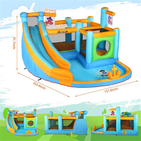 Buy JOYMOR Inflatable Water Slide Park Pirate Themed Bounce House W
