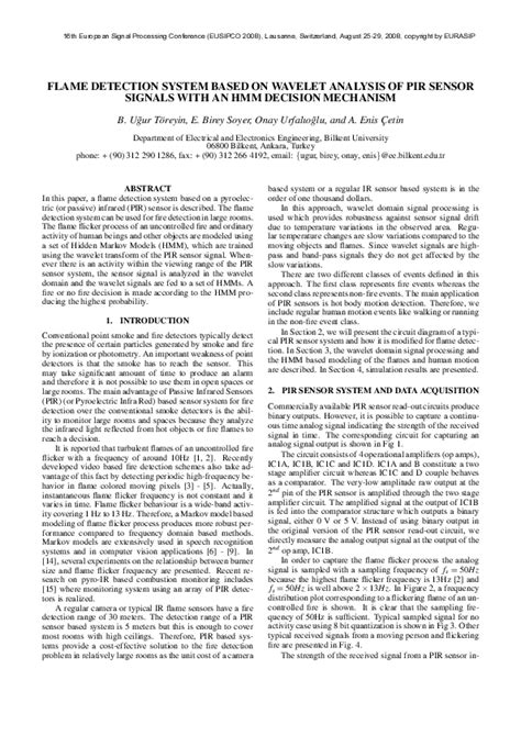 pdf flame detection system based on wavelet analysis of pir sensor