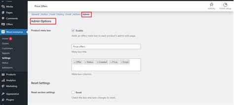 Admin Options Setting Wpfactory