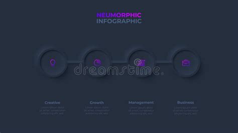 Dark Four Circles Placed In Horizontal Row Concept Of 4 Steps Of Marketing Strategy Stock
