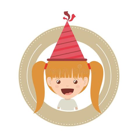 Girl With Party Hat In Birthday Celebration Stock Vector Illustration