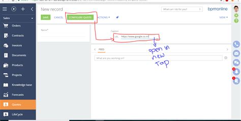 how to add url link to button in page community creatio