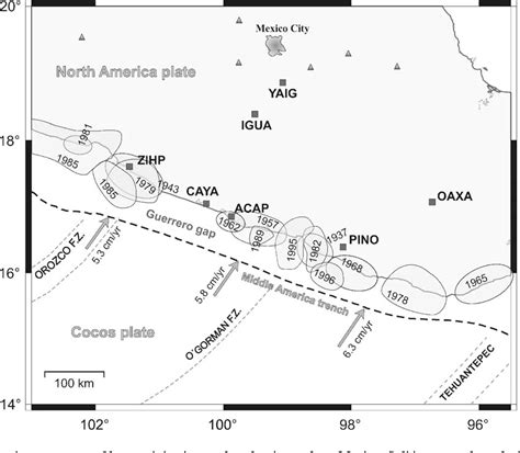 Figure 1 From Interplate Coupling And A Recent Aseismic Slow Slip Event In The Guerrero Seismic