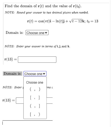 Solved Find The Domain Of R T And The Value Of R To NOTE Chegg Com