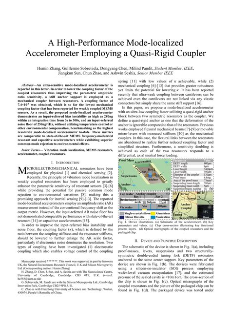 Pdf A High Performance Mode Localized Accelerometer Employing A Quasi