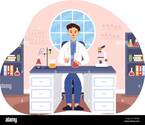 Vector Illustration Of A Laboratory Conducting Scientific Research