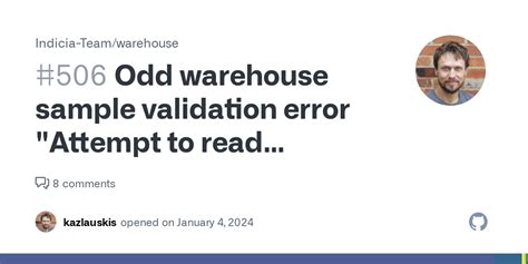 Odd Warehouse Sample Validation Error Attempt To Read Property Data