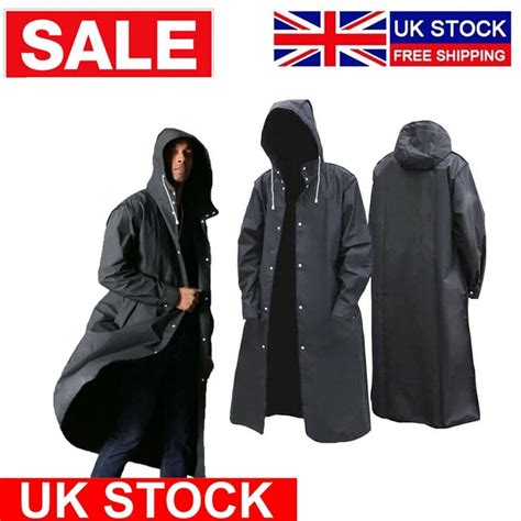 Waterproof Long Black Raincoat Men Rain Coat Trench Jacket Hooded