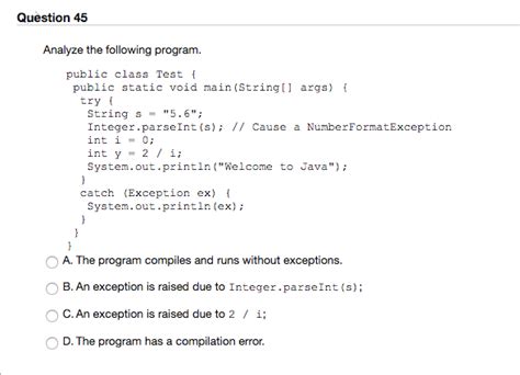 Solved Question 46 2 Points Analyze The Following Code