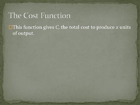 Cost Revenue Profit The Cost Function The Cost