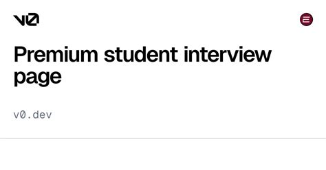 Premium Student Interview Page V0 By Vercel Premium Student Interview Page V0 By Vercel