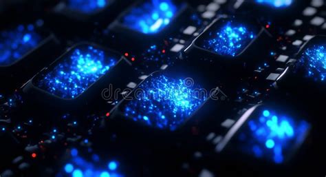 display of futuristic interface technology with glowing blue data