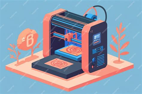 3d Printing Machine Flat Illustration Premium Ai Generated Image