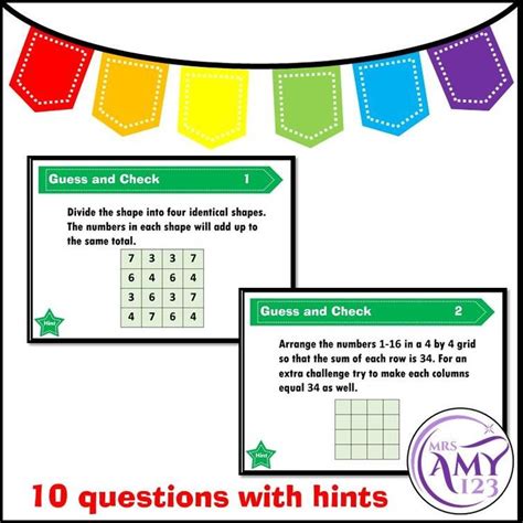 guess and check problem solving powerpoint task cards and worksheet