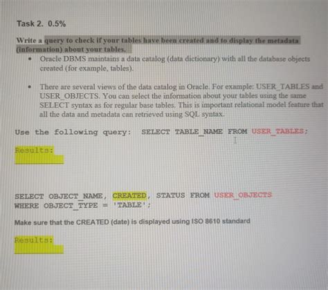 Solved Write A Query To Check If Your Tables Have Been