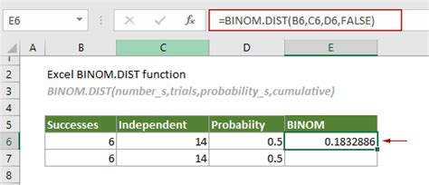 excel binom dist function