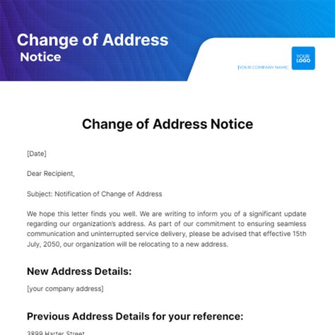 Free Change Of Address Notice Template To Edit Online