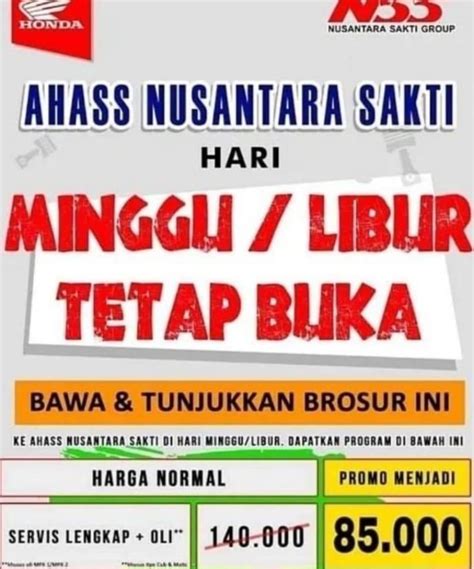 AHASS NSS Kedaton Tetap Buka di Hari Minggu/ Hari Libur