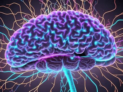 The Lighting Brain Digital Illustration Showcases A Fascinating Blend Of Technological Elements