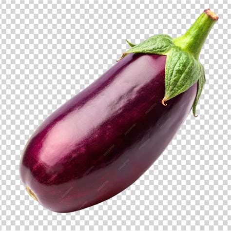 Premium Psd A Big Purple Eggplant With A Green Stem And Leaf Isolated