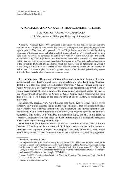 Pdf A Formalization Of Kants Transcendental Logic