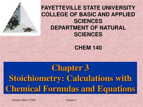 Ppt Chapter 3 Stoichiometry Calculations With Chemical Formulas And Equations Powerpoint