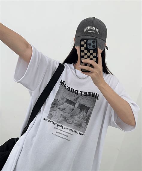 [빅사이즈] 흑백 나염 레터링 오버사이즈 반팔 티셔츠 4color 에이블리