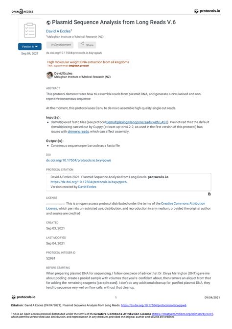 Pdf Plasmid Sequence Analysis From Long Reads V2