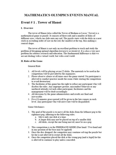 Math Olympics Events Manual Pdf Teachers Mathematics