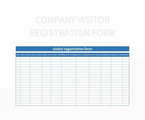 Free Visitor Registration Templates For Google Sheets And Microsoft Excel Slidesdocs