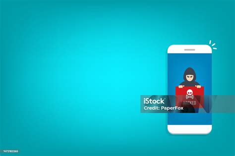 Hacker Malware Notification On Mobile Phone Smartphone With Hacker Alert Spam Data On Cellphone
