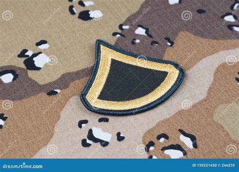 May 12 2018 Us Army Private First Class Rank Patch On Desert Battle Dress Uniform Background