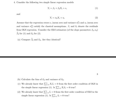 Solved Consider The Following Two Simple Linear Chegg
