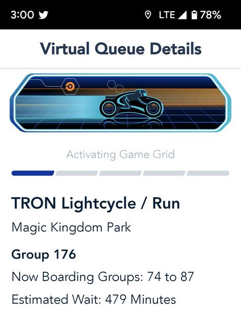 in virtual queue for tron callback 10 59pm r disneyworld