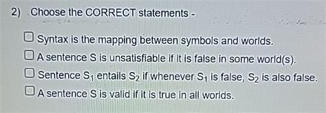solved choose the correct statements syntax is the mapping