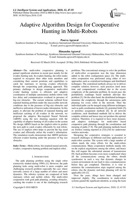 Pdf Adaptive Algorithm Design For Cooperative Hunting In Multi Robots