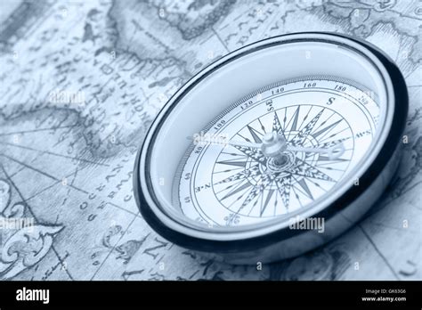 Old Compass On Ancient Map Stock Photo Alamy
