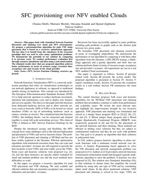 Pdf Sfc Provisioning Over Nfv Enabled Clouds