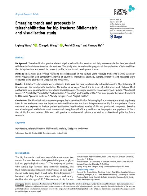Pdf Emerging Trends And Prospects In Telerehabilitation For Hip Fracture Bibliometric And