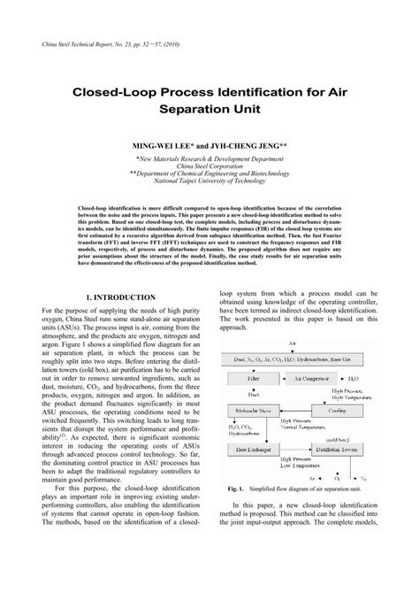 Pdf 10 Closed Loop Process Identification For Air Separation