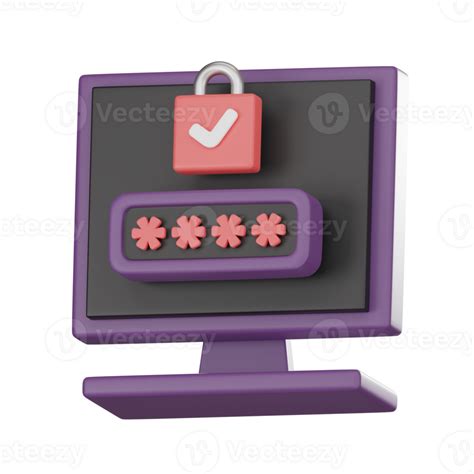 Digital Cybersecurity Concept With Password Protection 3d Render 32752281 Png
