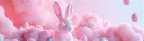 A Giant Translucent Easter Bunny Gently Glows Amidst A Soft Foggy Dreamscape Tiny Pastel Eggs